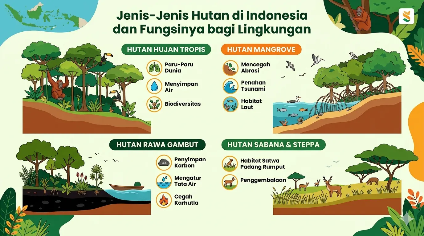 Jenis-Jenis Hutan di Indonesia dan Fungsinya bagi Lingkungan